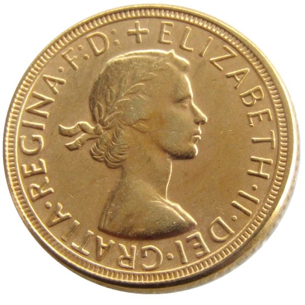 UK 1965 REGINA FD ELIZABETH II DEI GRATIA GOLD PLATED 1 SOVEREIGN (1LSD ...
