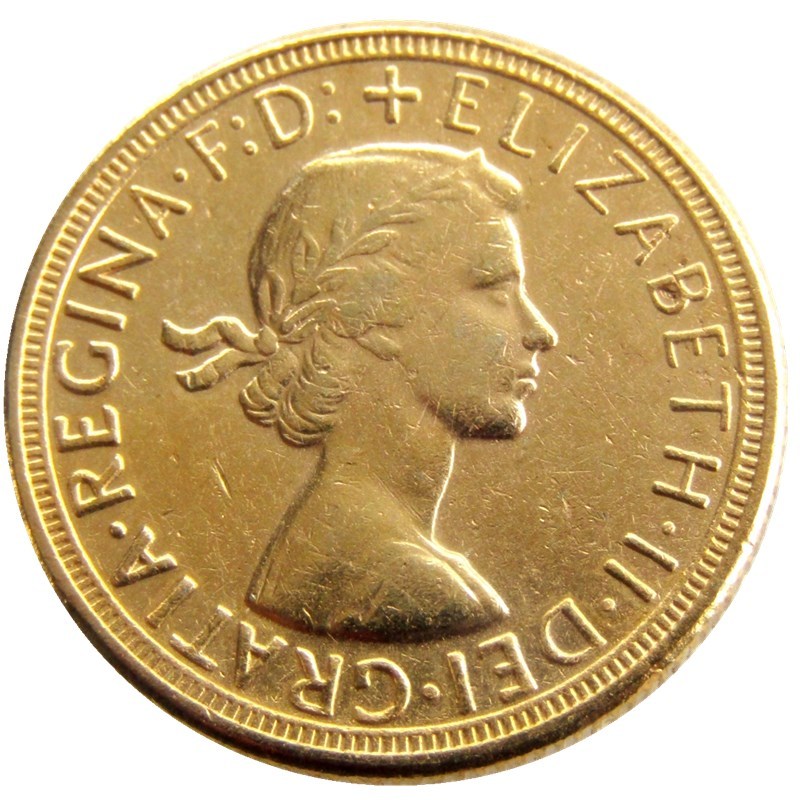 UK 1964 REGINA FD ELIZABETH II DEI GRATIA GOLD PLATED 1 SOVEREIGN (1LSD) Coin