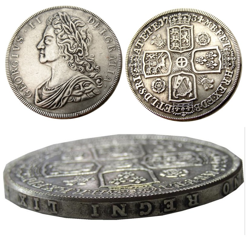 GREAT BRITAIN 1734 George II one Crown Coin