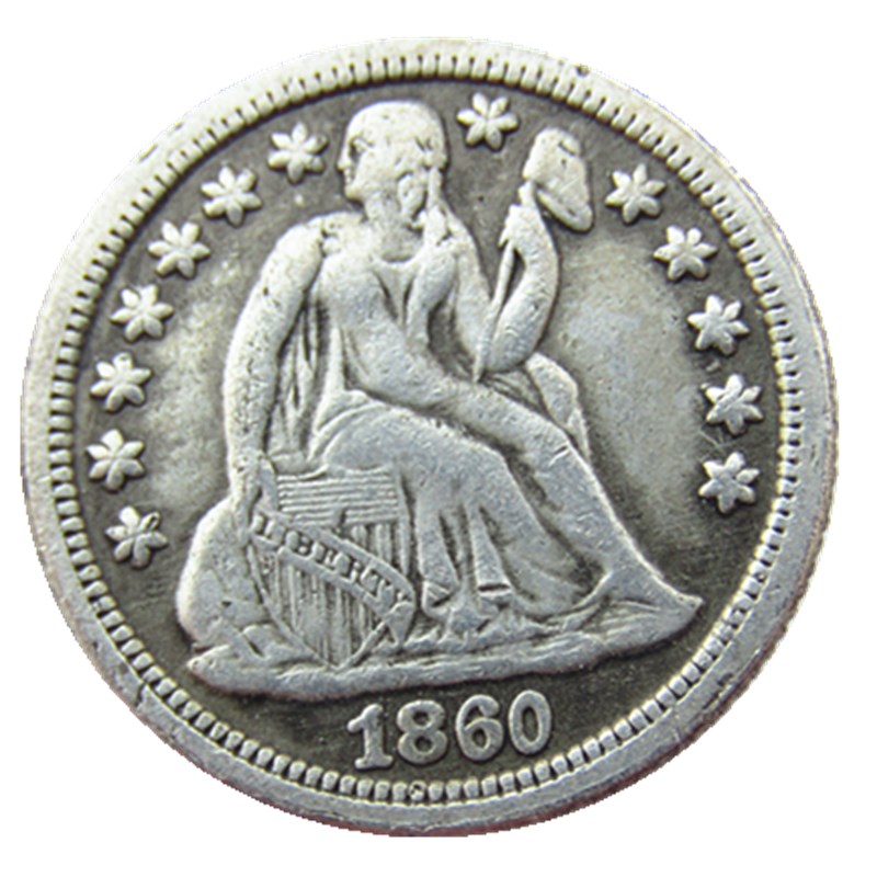 US 1860 P/S Liberty Seated Dime Silver Plated Copy Coin