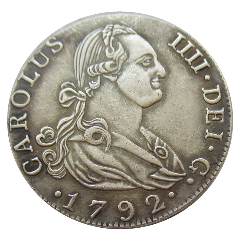 Spain 4 Reales - Carlos IV 1792 CAROLUS IIII.DEI.G. Silver Plated Copy ...