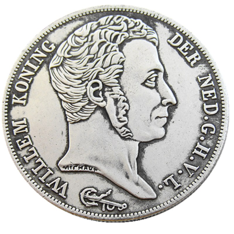 (#2)Netherlands,1818 3 Gulden Willem l Silver Plated Copy Coin