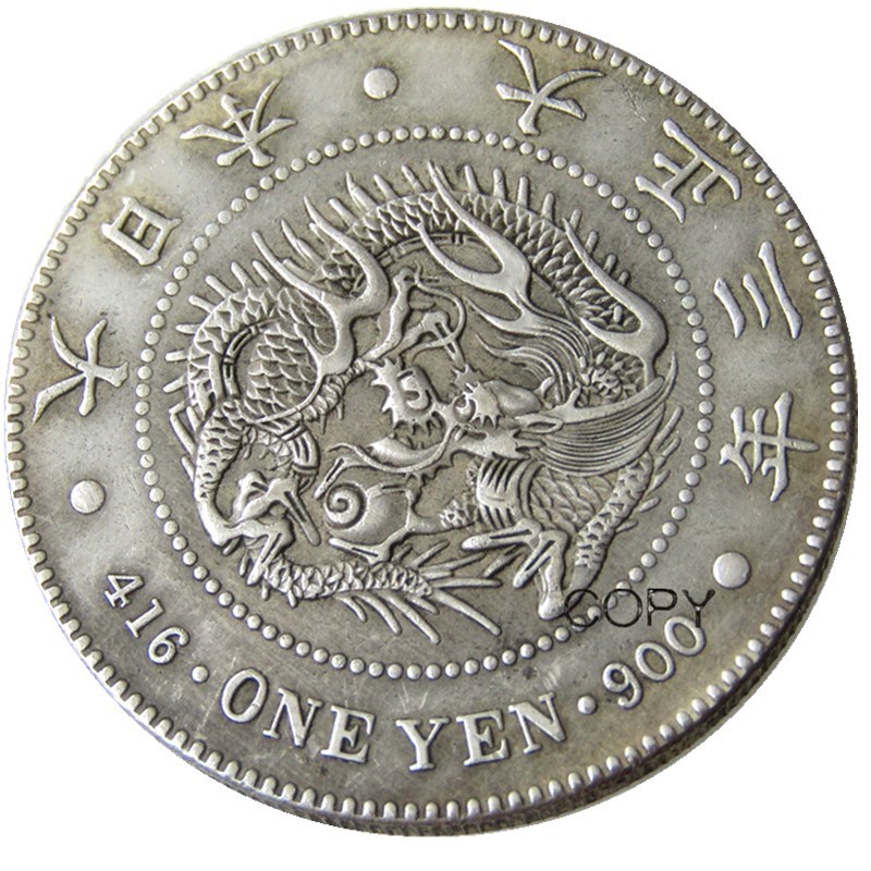 JP(79)Japan Asia Taisho 3 Year Trade Dollar Silver Plated Coin Copy