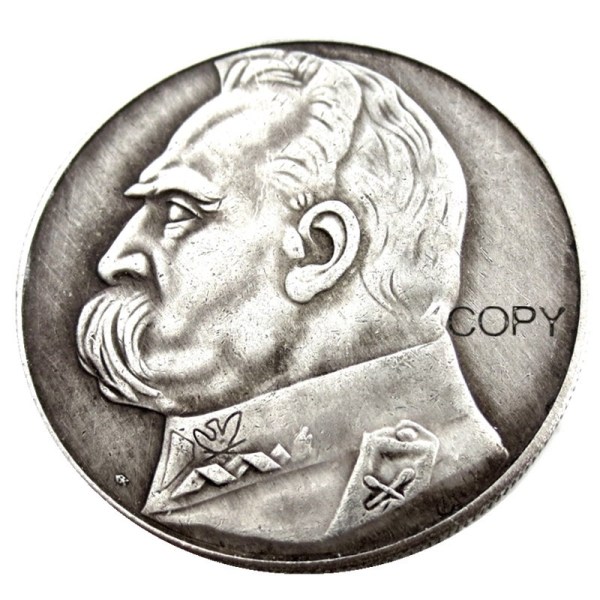 A set of(1934-1939) 6pcs Poland 10 Zlotych Silver Plated Copy Coin