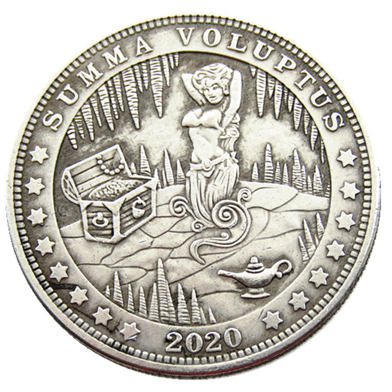 HOBO US Morgan Silver Plated Dollar skull zombie skeleton Coin