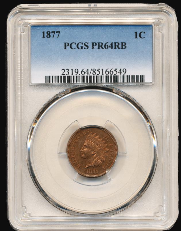 US Coin PCGS 1877 PR64RB 1C Indian Cent Copper Coin