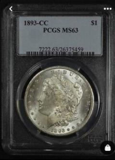 US Coin 1893-CC MS63 Morgan Dollar Silver Coins
