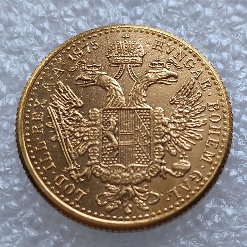 Austria 1 Ducat -Franz Joseph I 1875 Diameter 20MM Pure Gold-Plated Coins