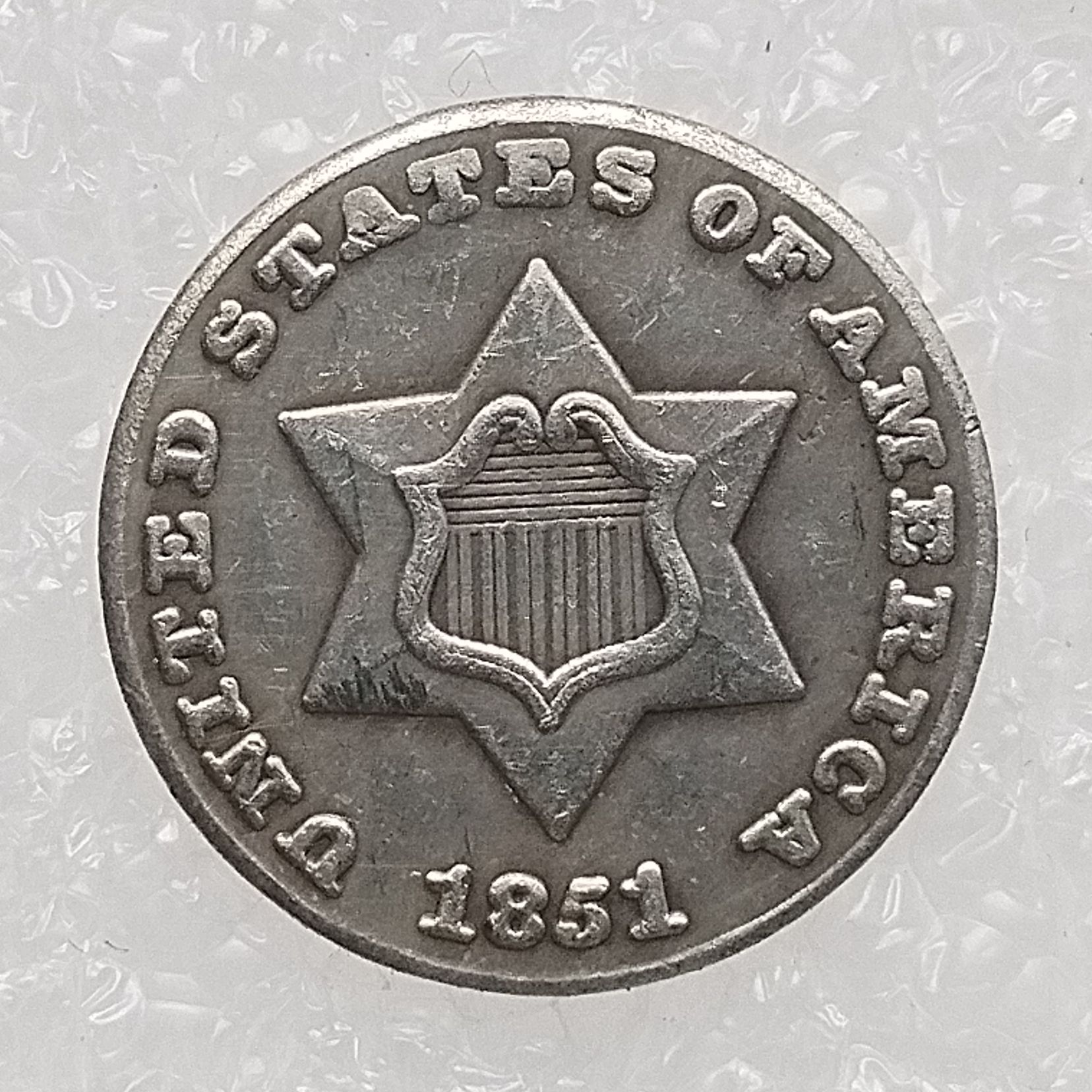 US Three Cents 1851-1853 Silver Plated Copy Coin