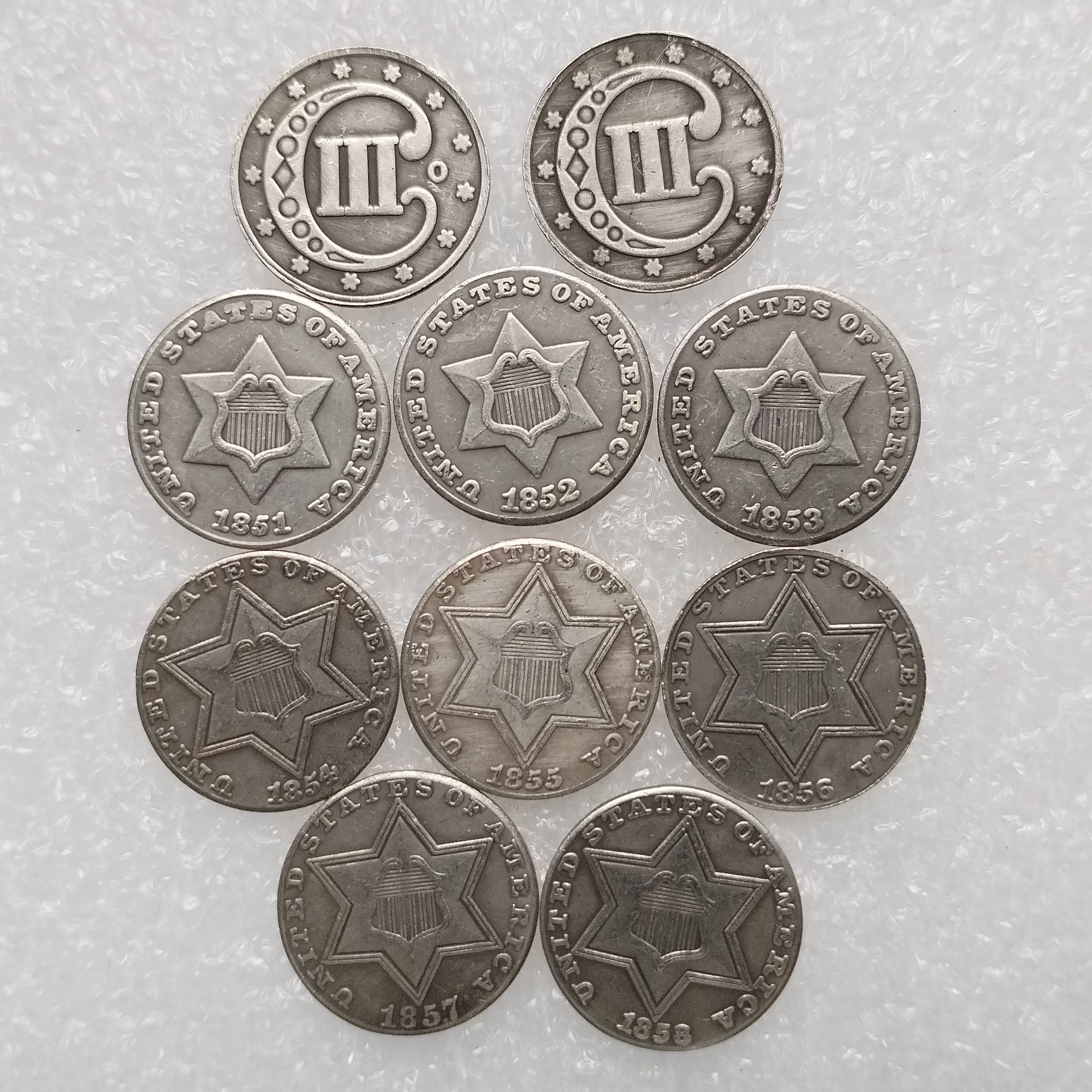 US Three Cents 1851-1873 24pcs/lot Silver Plated Copy Coin