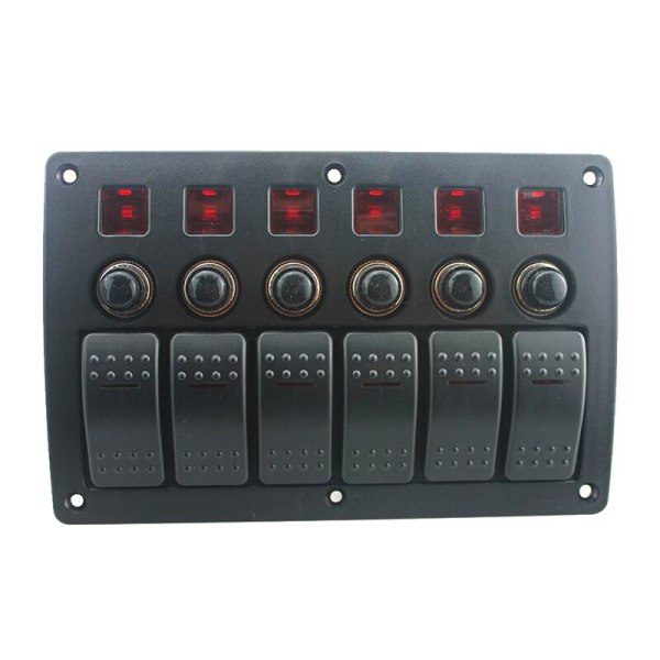 6 gang 12V 24Vrocker switch panel with circuit breaker for motorhome ...