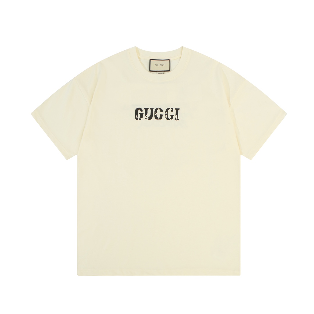 Gucci simple letter print logo short-sleeved T-shirt Off-White 1.3 ...