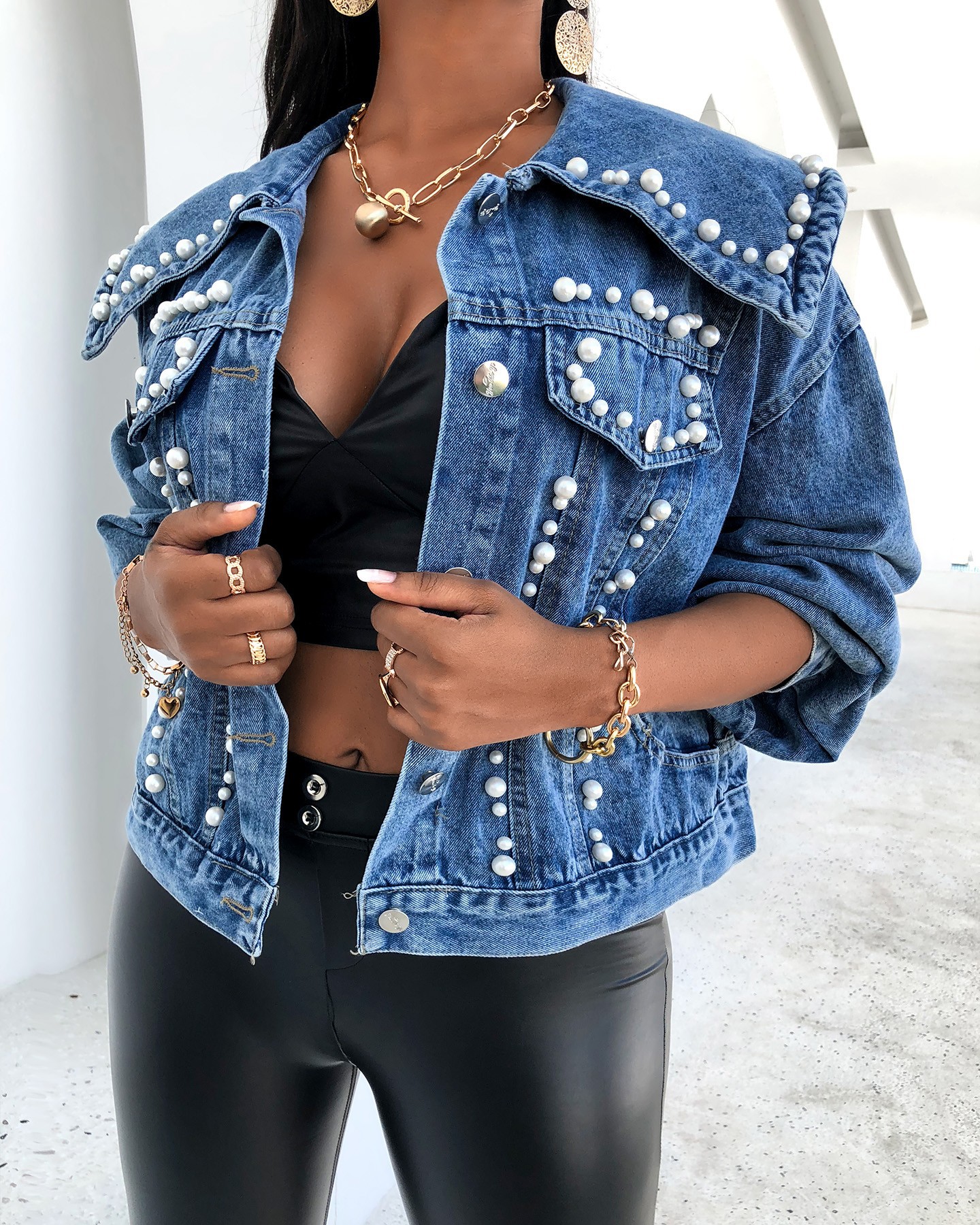 US$ 11.28 - New style loose denim jacket women beaded jacket CJ957 ...