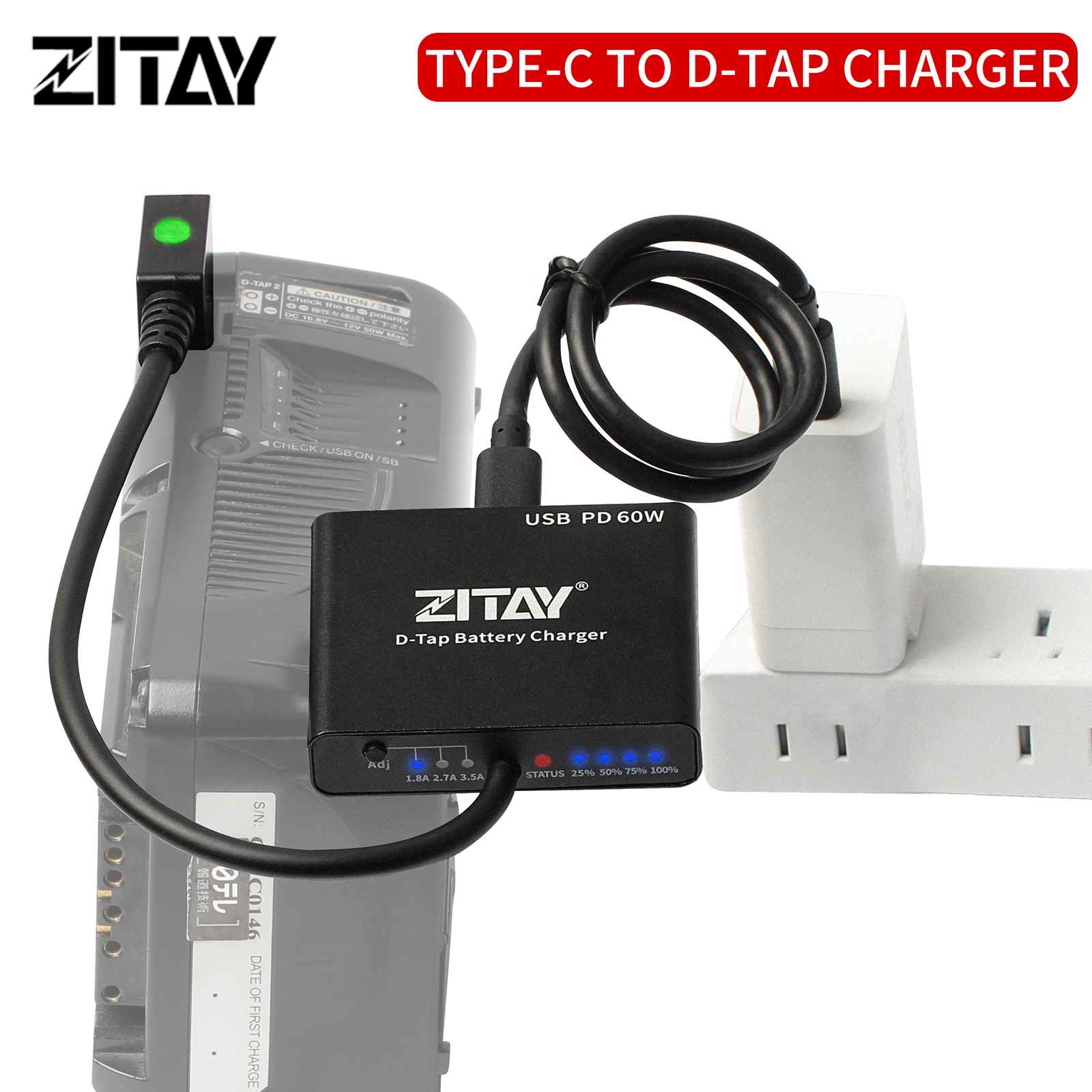 US$ 39.99 - ZITAY VMount Gold Mount Anton Bauer Battery Charger D-Tap ...
