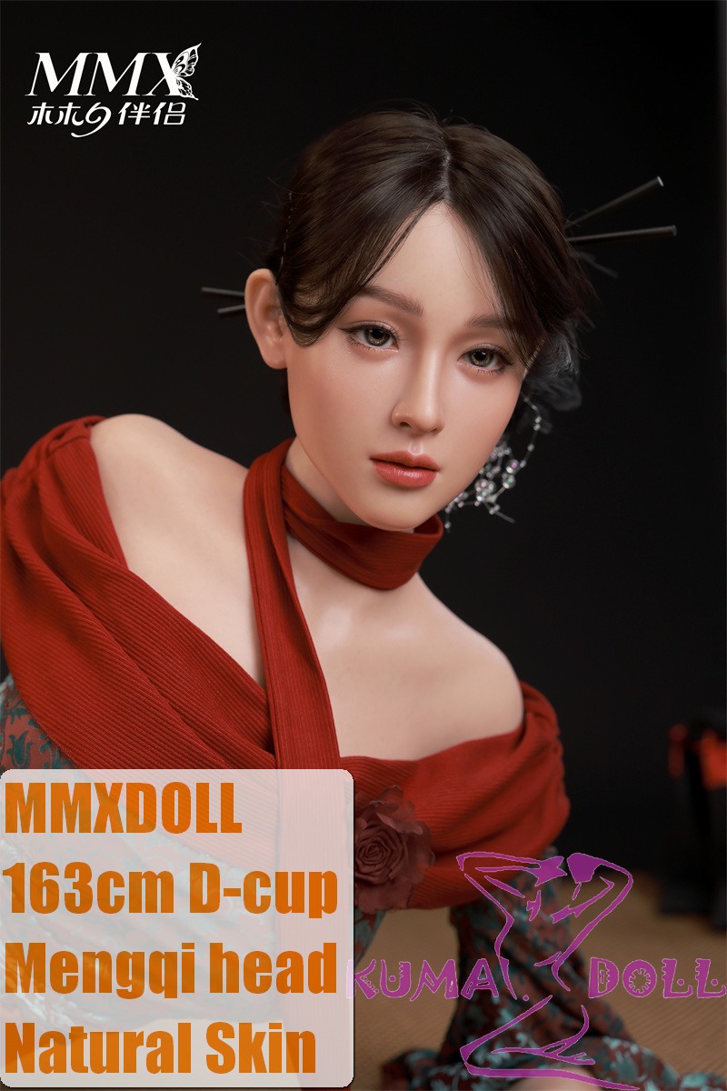 MMXDOLL 163cm D-cup Mengqi Head Realistic Makeup Silicone Sex Doll in Red Dress