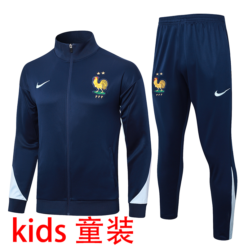 2025 France Sapphire Blue Kids Jacket Tracksuit