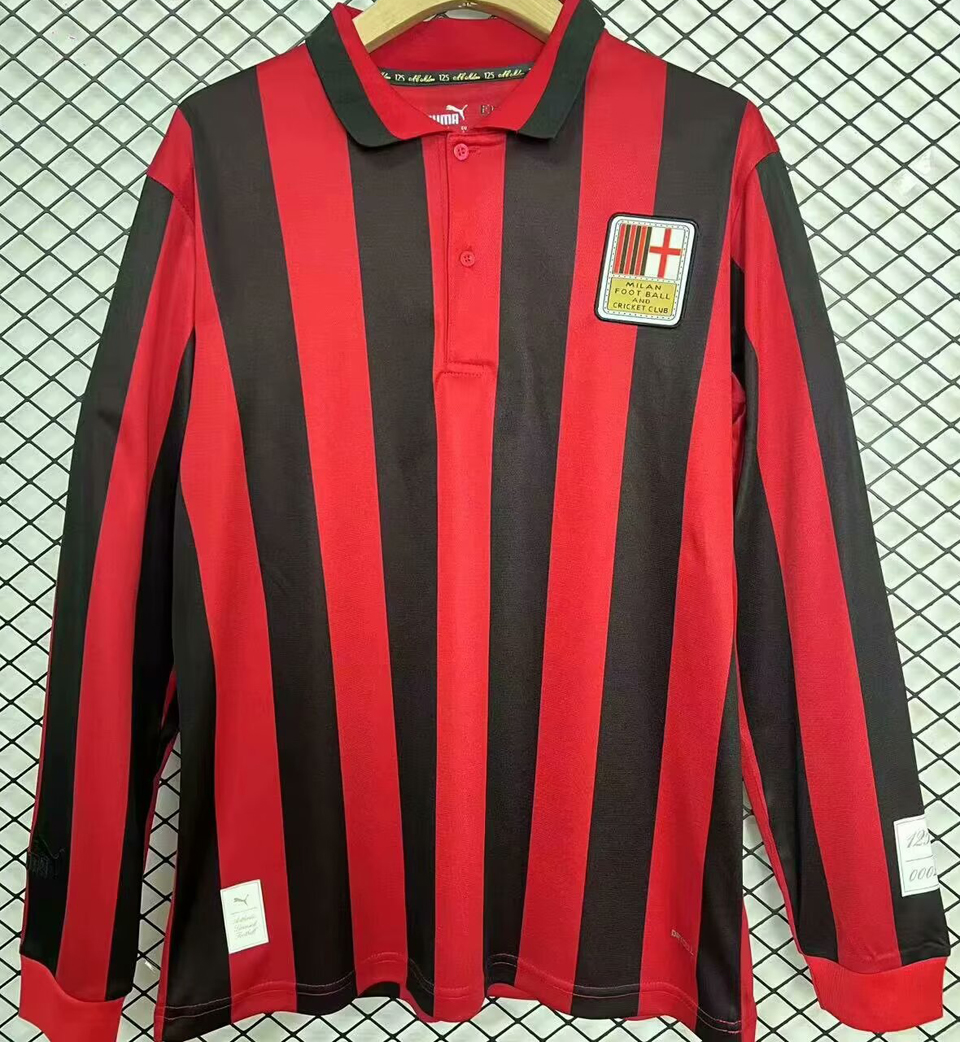 2025 AC Milan 125Th Limited Edition Long Sleeve Fans Soccer Jersey