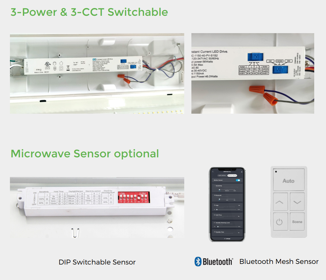 2FT 4FT 8FT LED Vapor Tight Fixture 40W 50W 60W 80W 100W -130lm/w -100-277V or 120-347V -UL cUL ...