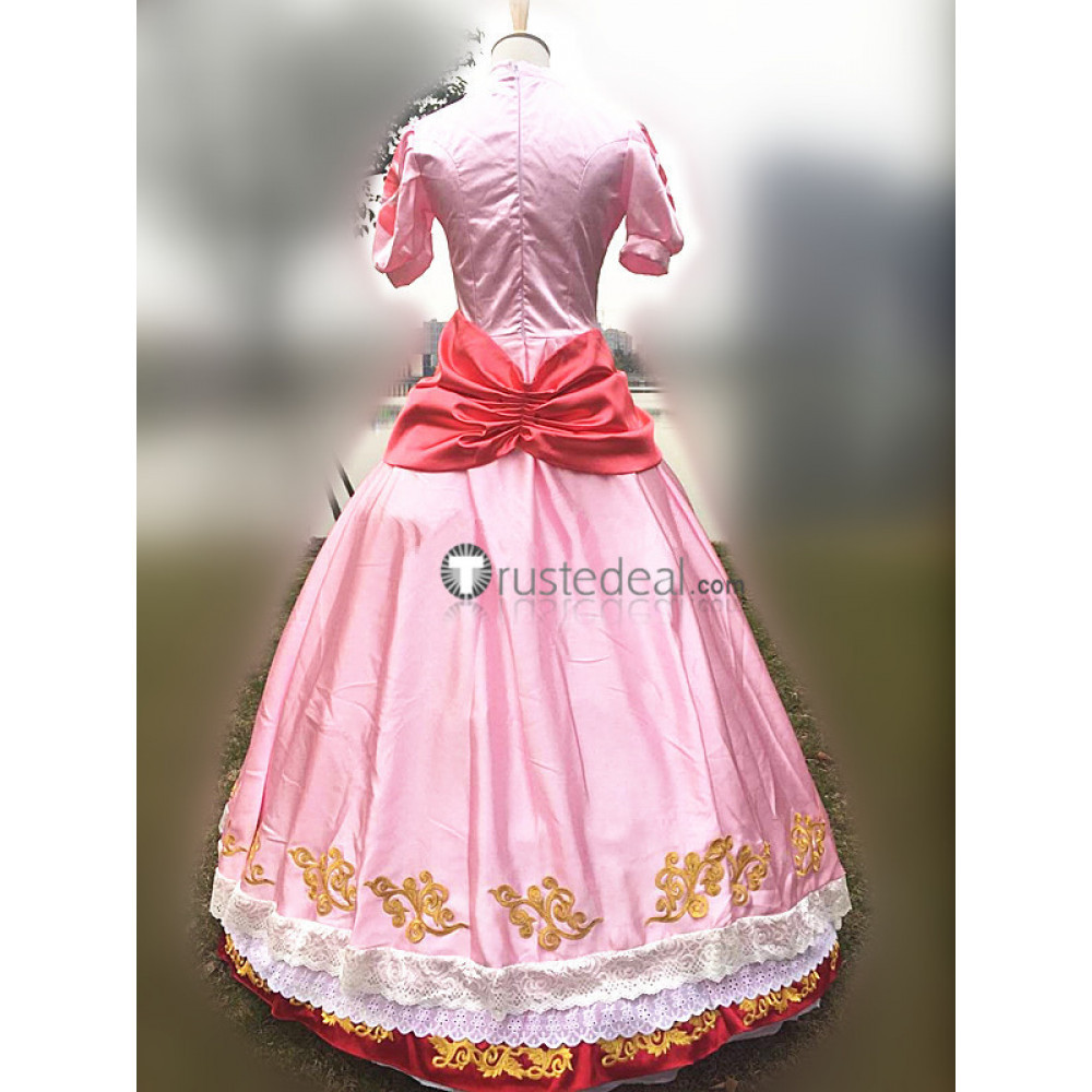 Super Mario Princess Peach Pink Dress Cosplay Costume