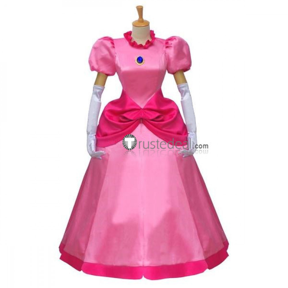 Super Mario Princess Peach Pink Dress Cosplay Costume 2