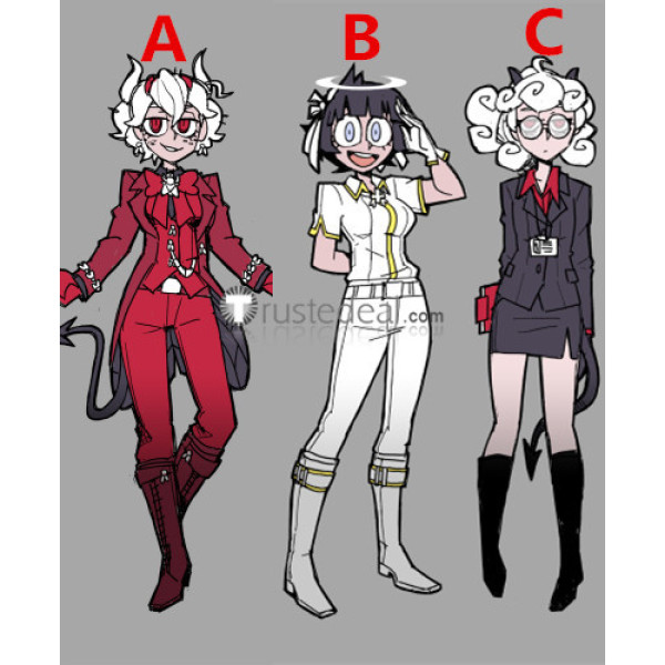 Helltaker Malina Lucifer Justice Zdrada Azazel Pandemonica Beelzebub Red Black White Cosplay ...