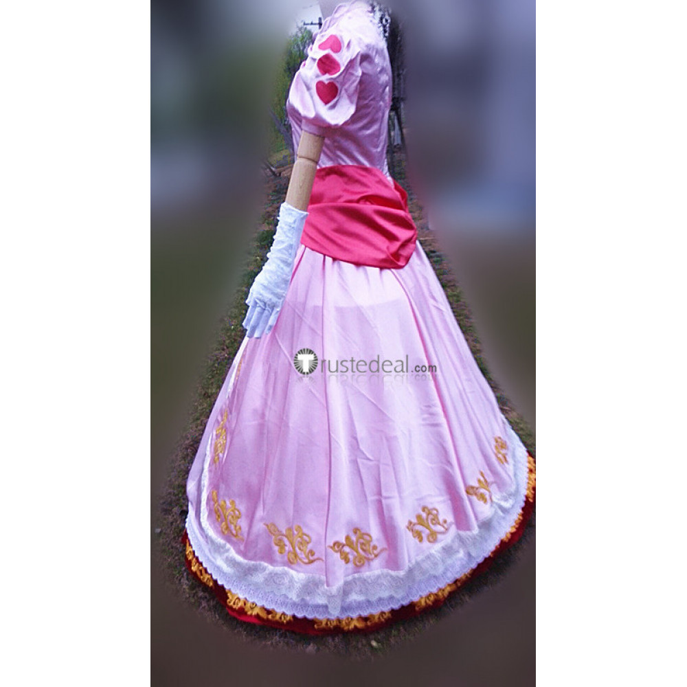 Super Mario Princess Peach Pink Dress Cosplay Costume