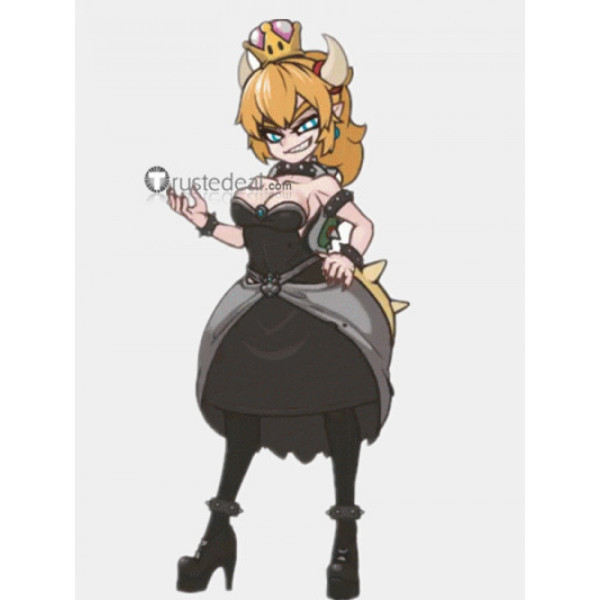 Super Mario Bros Bowsette Princess Bowser Black Lace Cosplay Costume