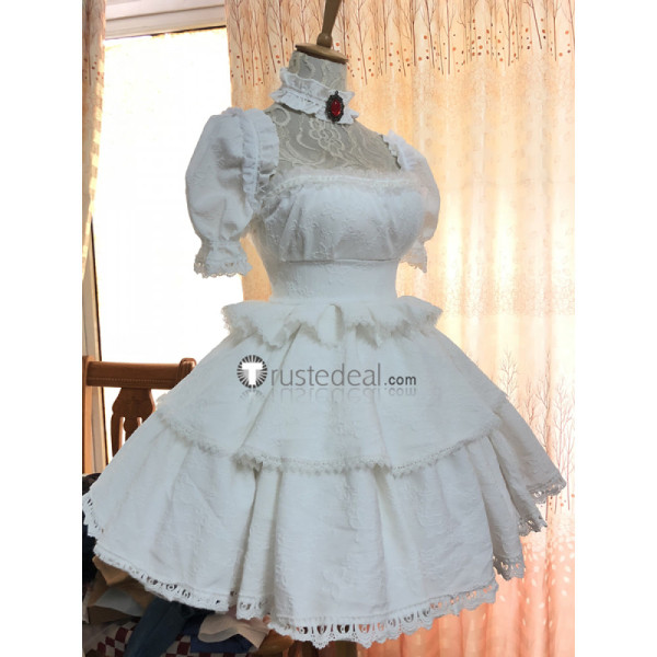 Super Mario Bros Princess Boo Booette White Lolita Dress Cosplay Costume