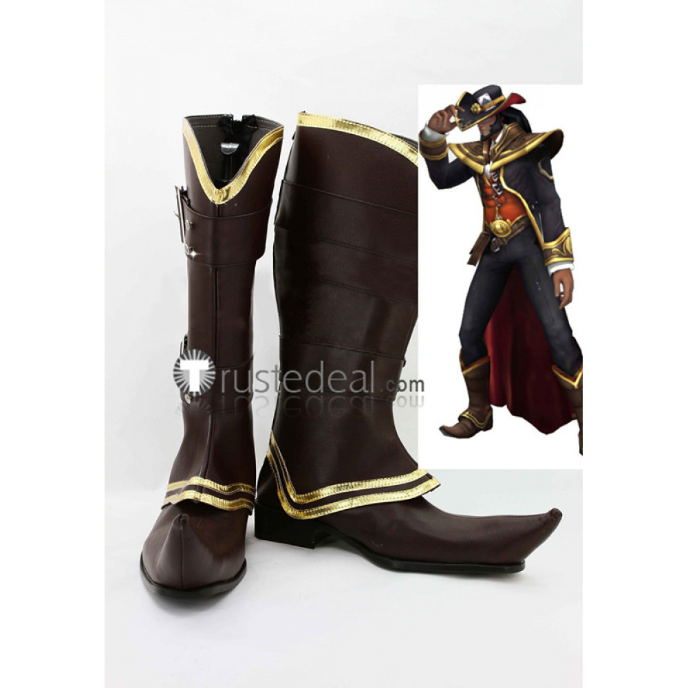League of Legends LOL Twisted Fate The Card Master Brown Cosplay Boots