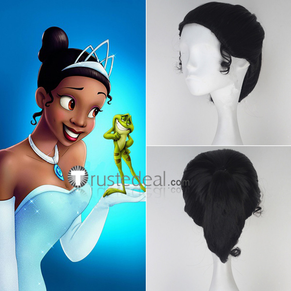 The Princess and the Frog Disney Princess Tiana Black Ponytail Cosplay Wig