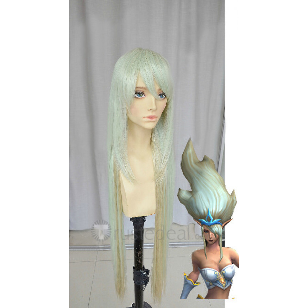 League of Legends Janna Long Gray Blonde Quality Cosplay Wig