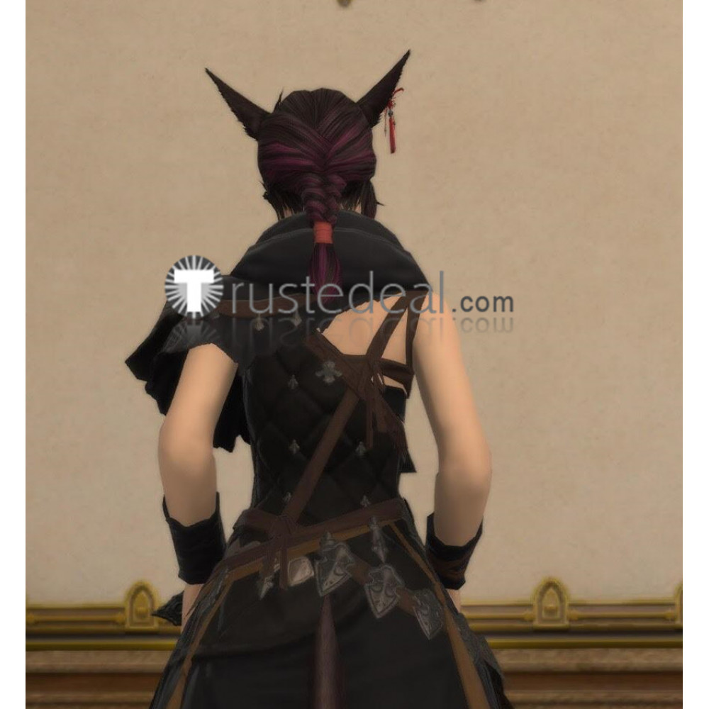 Final Fantasy XIV 14 Female Miqo'te Purple Black Cosplay Braids ...