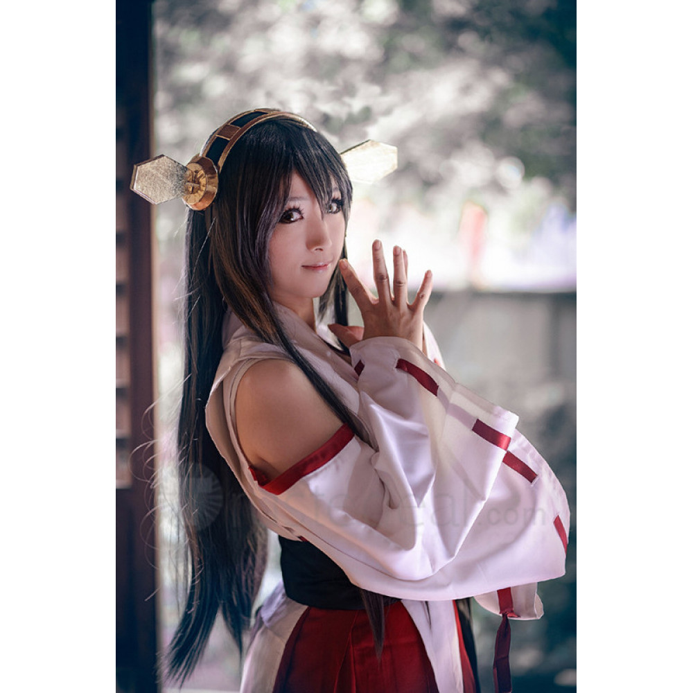Kantai Collection Haruna Long Black Gray Cosplay Wig