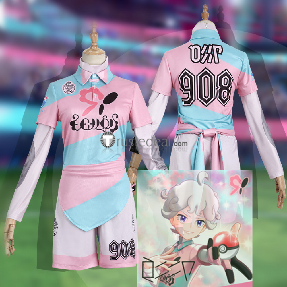 Pokemon Sword and Shield Bede Pink Cosplay Costume