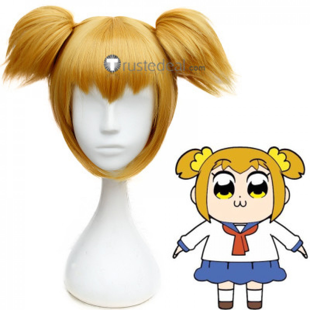 Pop Team Epic Poputepipikku Popuko Blonde Ponytails Cosplay Wig
