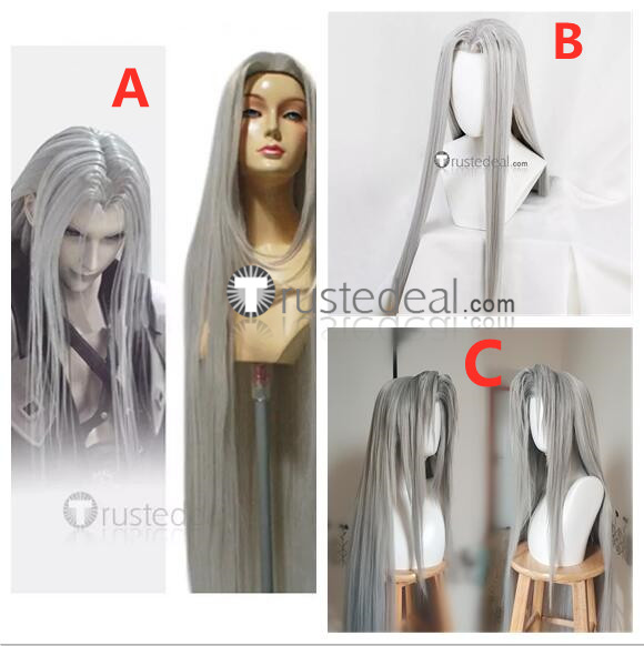 Final Fantasy Sephiroth Long Silver Gray Cosplay Wigs
