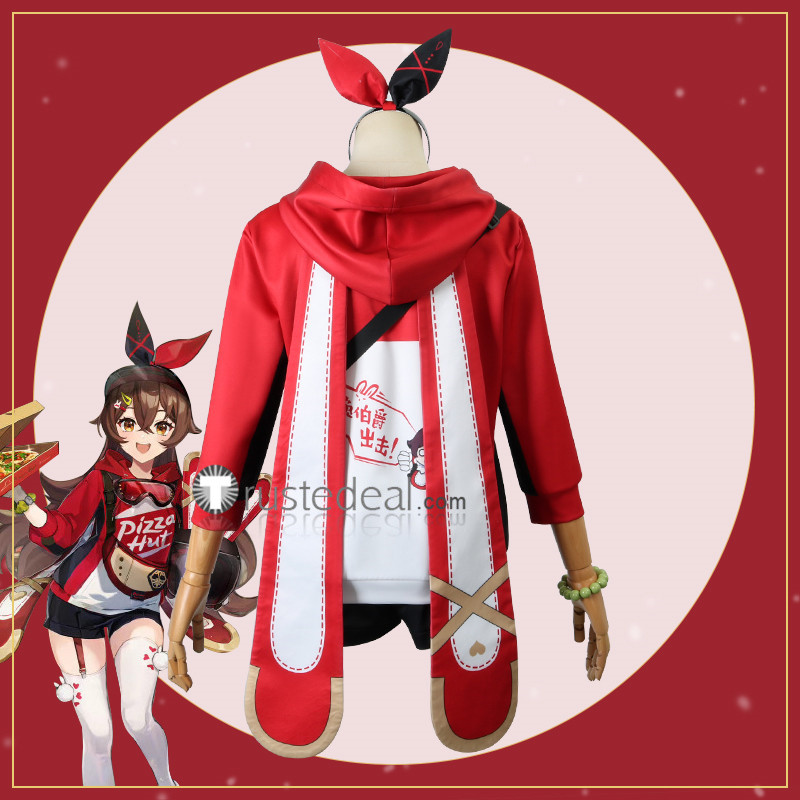 Genshin Impact Amber Eula Pizza Hut Cosplay Costumes