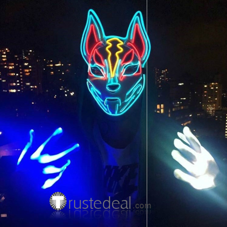 Fortnite Game Cosplay LED Halloween Fox Masks Gloves Props