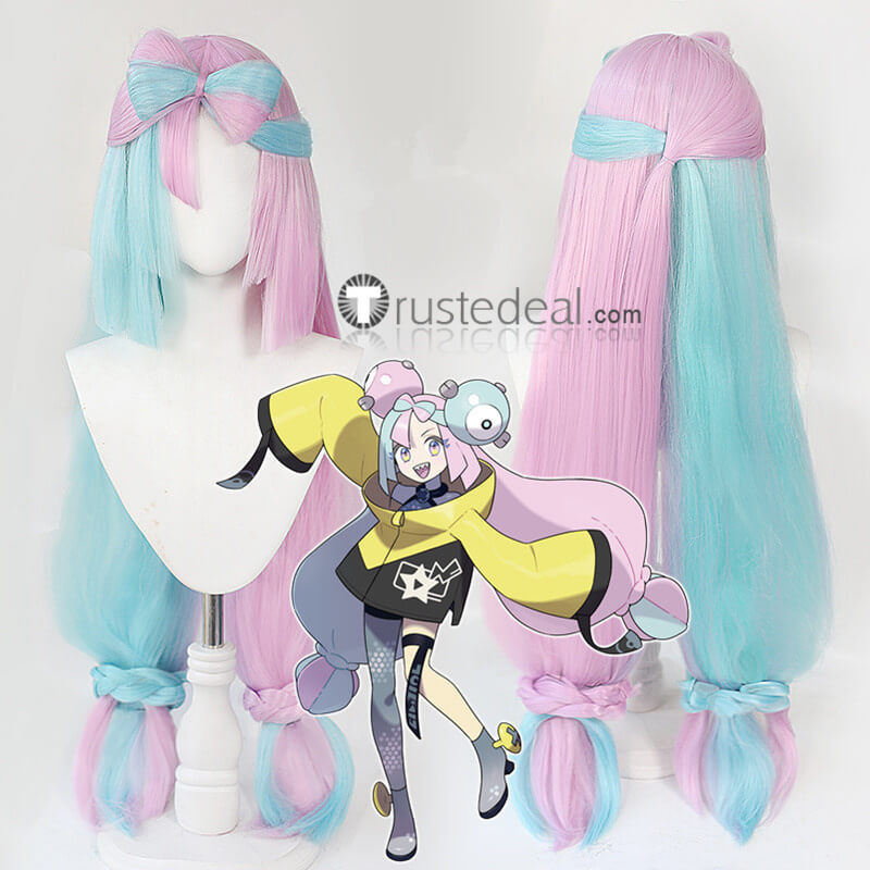 Pokemon Scarlet and Violet Gym Leader Iono Pink Blue Cosplay Wig