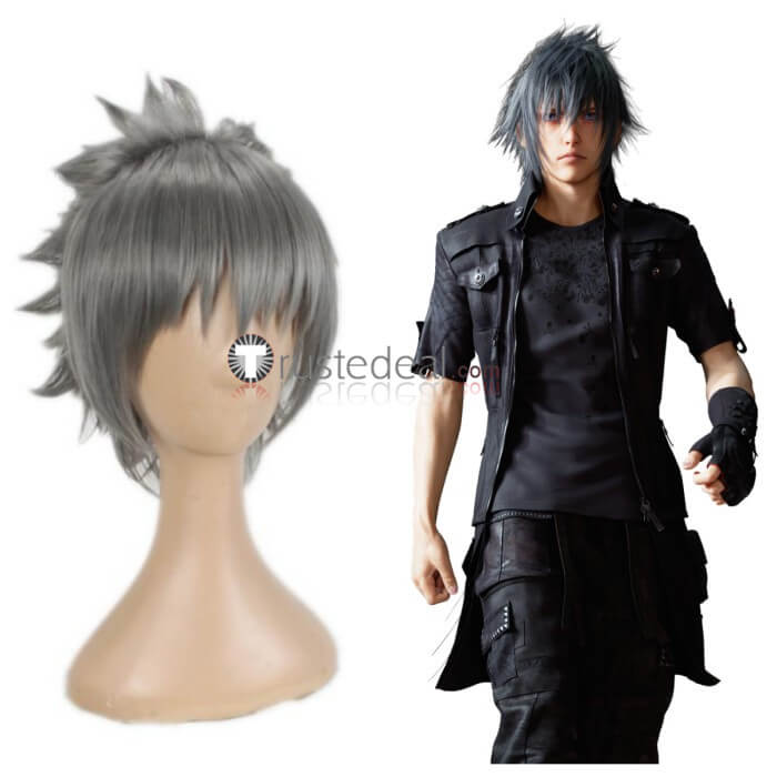 Final Fantasy XV Noctis Lucius Caelum Grey Black Styled Cosplay Wig