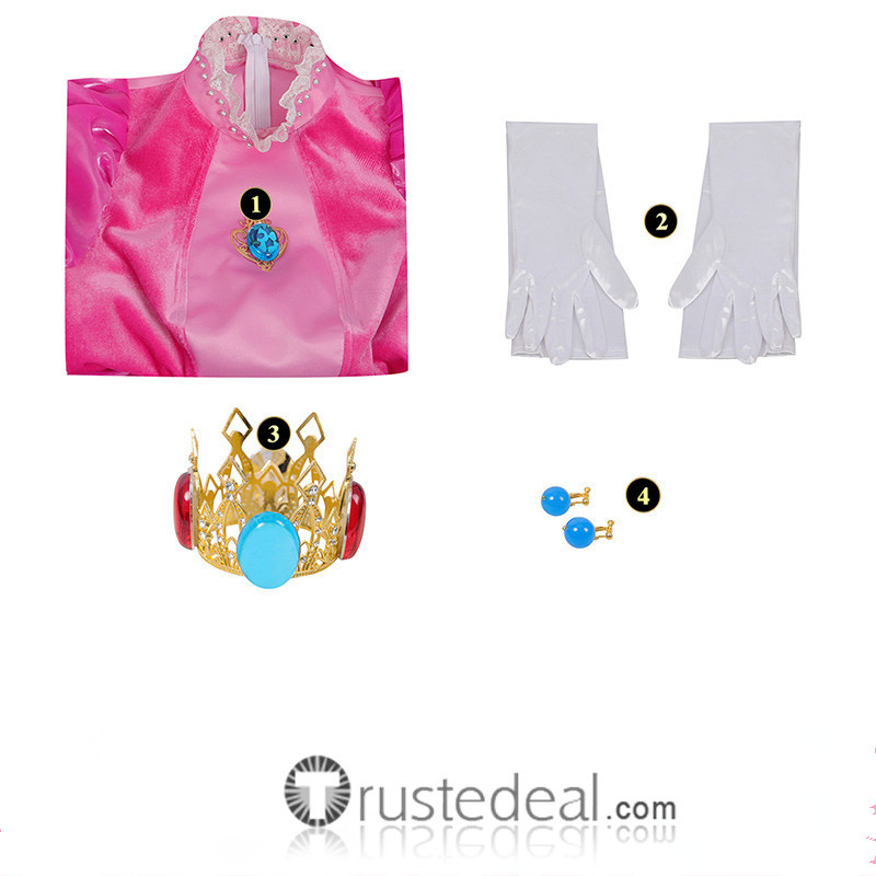 The Super Mario Bros. Movie Princess Peach Pink Dress Cosplay Costume
