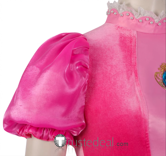 The Super Mario Bros. Movie Princess Peach Pink Dress Cosplay Costume