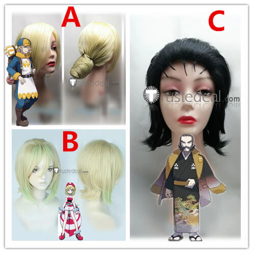Pokemon Legends Arceus Kai Irida Kamado Volo Black Blonde Cosplay Wigs