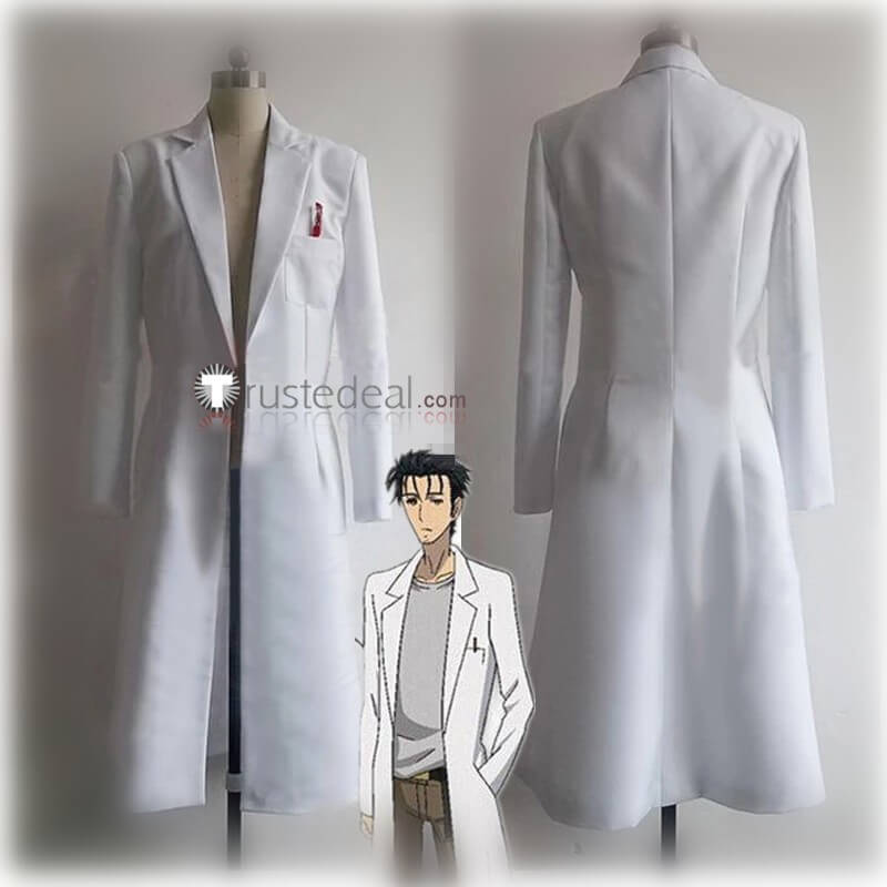 Steins Gate Rintarou Okabe White Lab Coat Cosplay Costume
