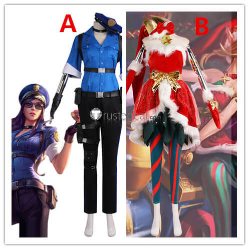 League of Legends LOL Ambitious Elf Jinx Christmas Officer Caitlyn ...