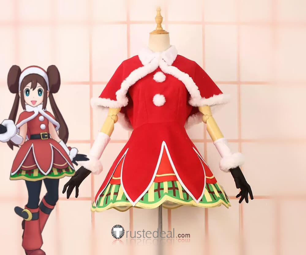 Pokemon Trainer Rosa Mei Holiday Santa Cosplay Costume