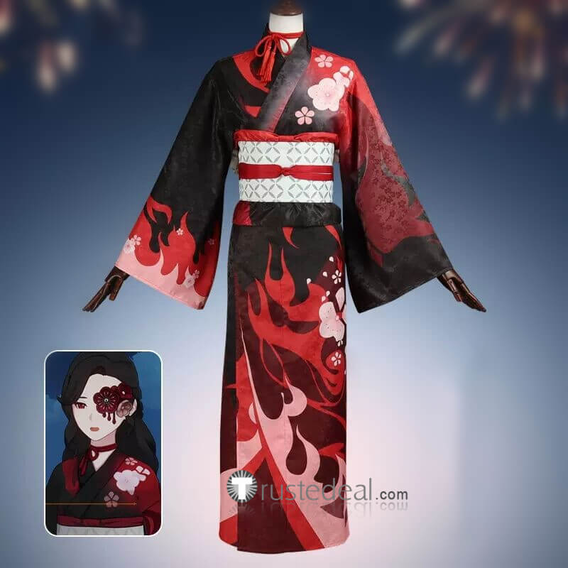 Genshin Impact Hanyuuda Chizuru Red Kimono Cosplay Costume