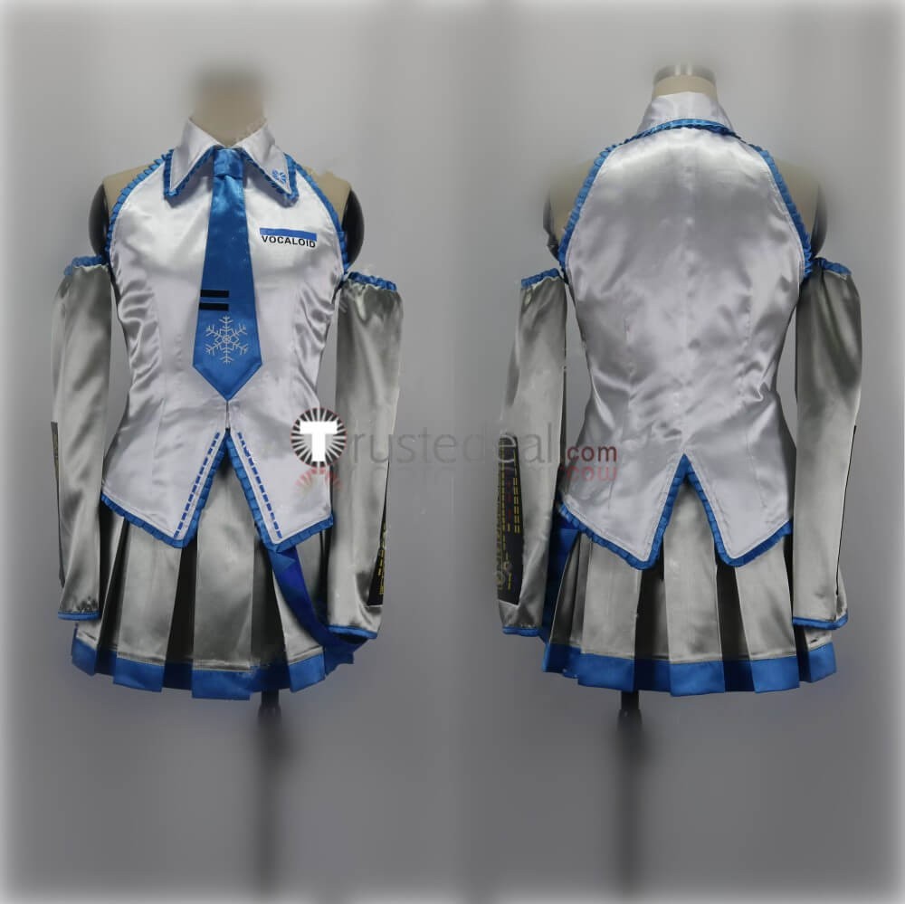 Vocaloid Hatsunee Snow Miku Silver Blue Cosplay Costume