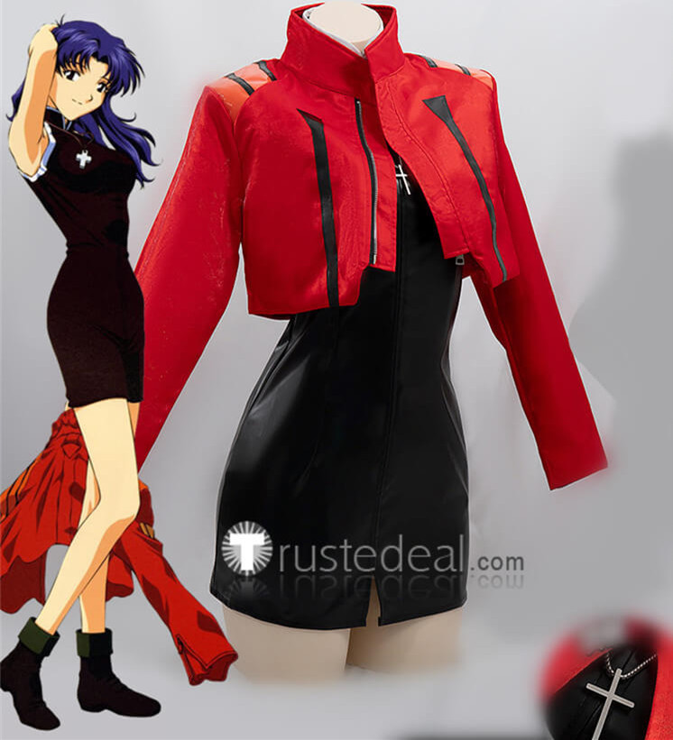 Neon Genesis Evangelion Misato Katsuragi Red Cosplay Costume Pleather ...