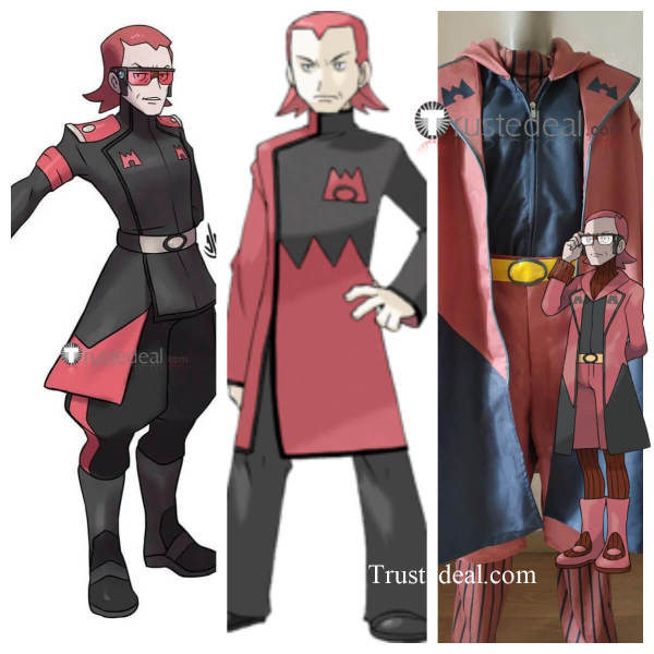 Pokemon Team Magma Maxie Red Cosplay Costumes